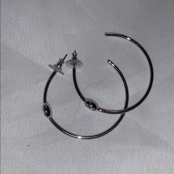 Jewelry | Silver Hoops With Stone | Poshmark